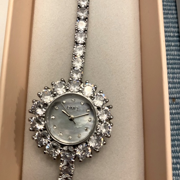 Diamonique | Jewelry | Diamonique Tennis Bracelet Watch | Poshmark